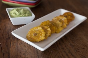 Tostones with Avocado Cream Sauce - Analida's Ethnic Spoon