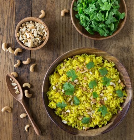 Indonesian Coconut Turmeric Rice with Cashews - Analida's Ethnic Spoon